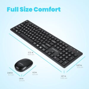 Perixx PERIDUO-717 Wireless Standard Keyboard and Mouse Combo-Set with Big Print Letter, Black, US English Layout