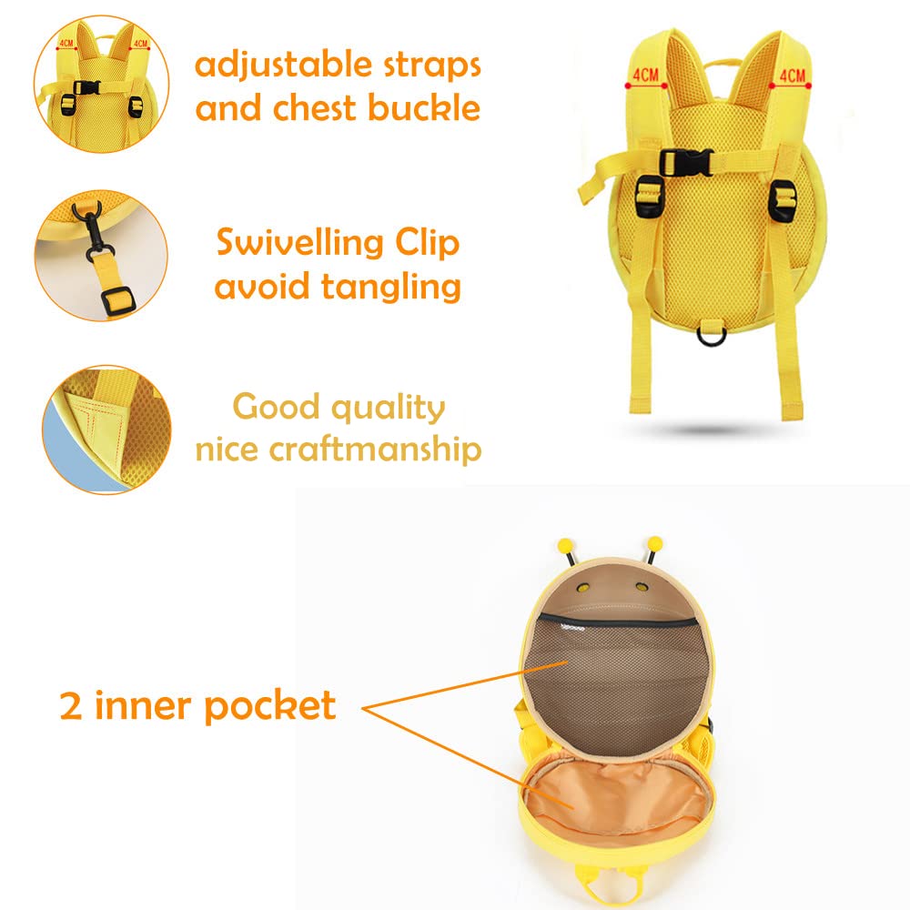 Baby Backpack with Leash for Toddler,Small Bee Backpack for kids,Anti Lost Bag