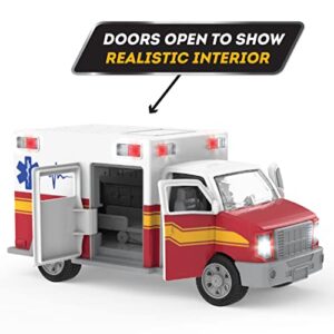 Driven by Battat – Micro Ambulance – Toy Truck with Lights and Sound – Rescue Trucks and Toys for Kids Aged 3 and Up, WH1126Z