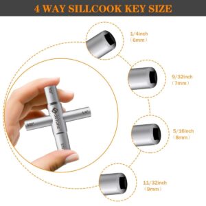 Sdstone 4 Way Sillcock Key,Steel Water key, for Valve, Faucet, and Spigots,1 Pack