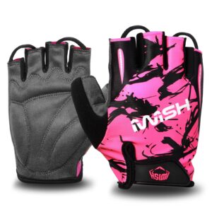 iwish child thin half finger outdoor sports cycling bike gloves kids gloves (pink, medium)