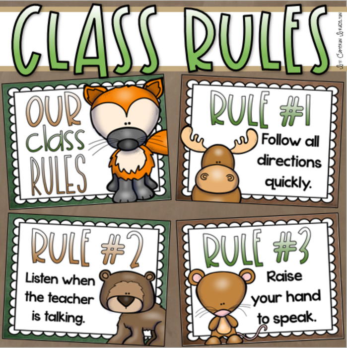 Classroom Rules Posters Editable Woodland Animals Theme