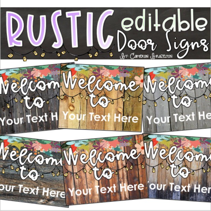 Welcome Classroom Door Signs Rustic Theme