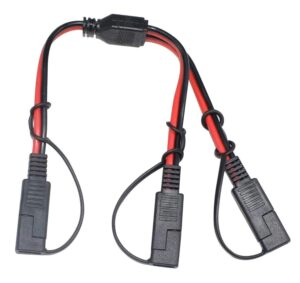 14awg sae dc power automotive connector cable y splitter 1 to 2 sae extension cable, fit for suitable for solar battery connection and transfer 12inch/30cm - with protective cover