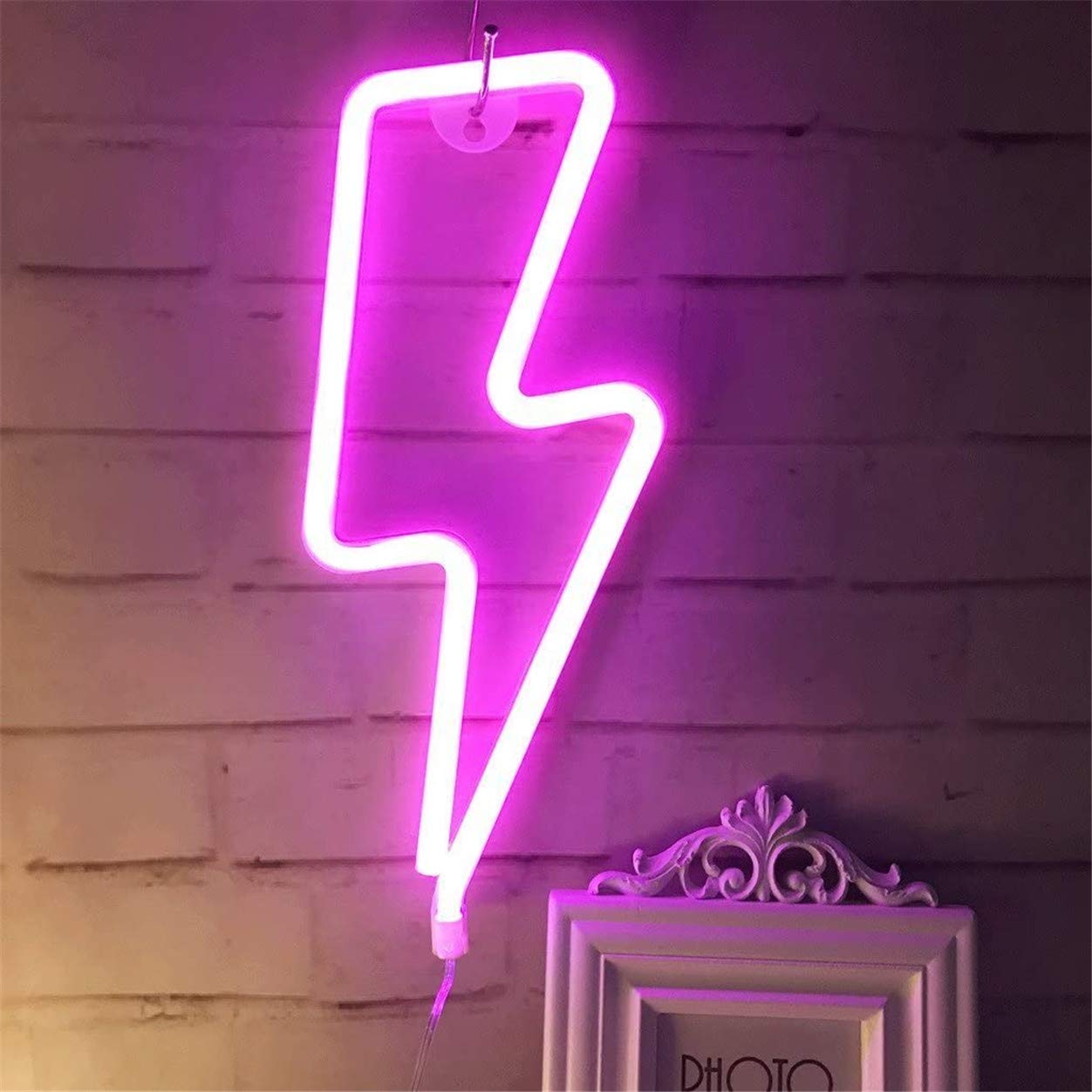 Nordstylee Neon Lightning Light Signs,Led Lightning Night Lights for Kid's Gift, Wall, Birthday Party, Christmas, Wedding Decoration(red)