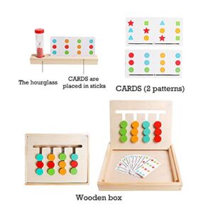 Skrtuan Montessori Learning Toy, Wooden Toys Color Shape Slide Puzzle Matching Brain Teasers Logic IQ Game Montessori STEM Preschool Educational Toys for Toddlers Kids Boys Girls