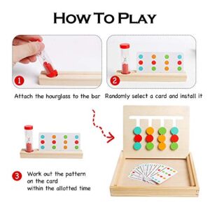 Skrtuan Montessori Learning Toy, Wooden Toys Color Shape Slide Puzzle Matching Brain Teasers Logic IQ Game Montessori STEM Preschool Educational Toys for Toddlers Kids Boys Girls