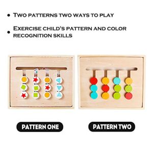 Skrtuan Montessori Learning Toy, Wooden Toys Color Shape Slide Puzzle Matching Brain Teasers Logic IQ Game Montessori STEM Preschool Educational Toys for Toddlers Kids Boys Girls