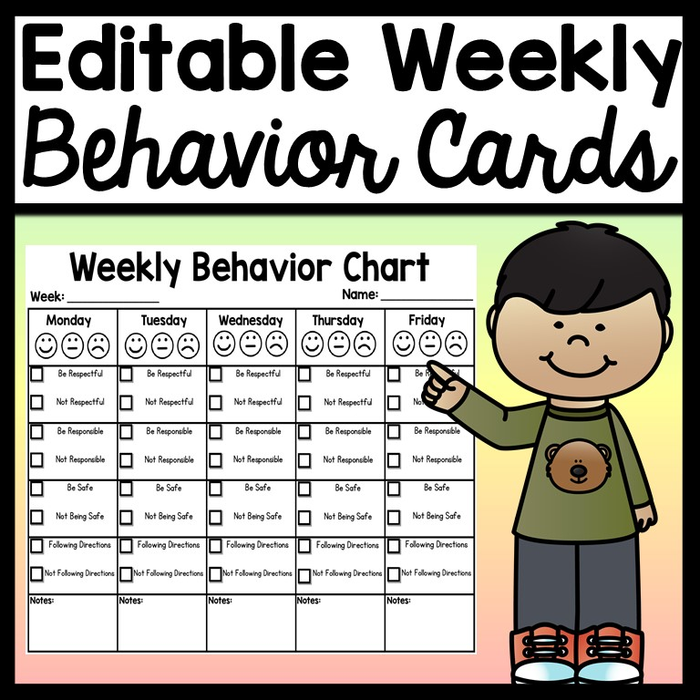 Behavior Chart for a Week - Fully Editable! {3 Editable Options!}