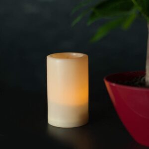 2 Pack Flameless LED Pillar Candles Waterproof Outdoor Battery Operated 6-Hours Timed Flickering Electric Fake Candle Set Bulk for Home Garden Wedding Party Christmas Decoration 3x5 inches