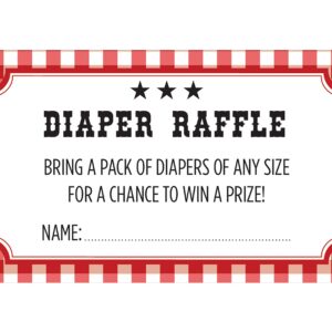 BBQ Baby-Q Diaper Raffle Baby Shower Cards - 24 count