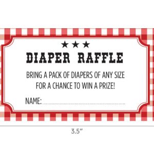 BBQ Baby-Q Diaper Raffle Baby Shower Cards - 24 count