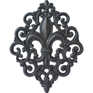 Lulu Decor, Cast Iron 14" Fleur De Lis Decoration Plaque (Antique Black)