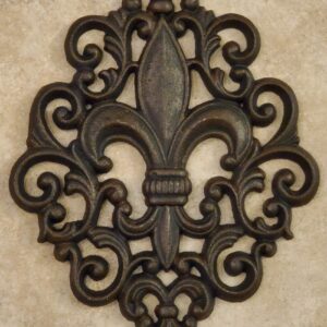 Lulu Decor, Cast Iron 14" Fleur De Lis Decoration Plaque (Antique Black)