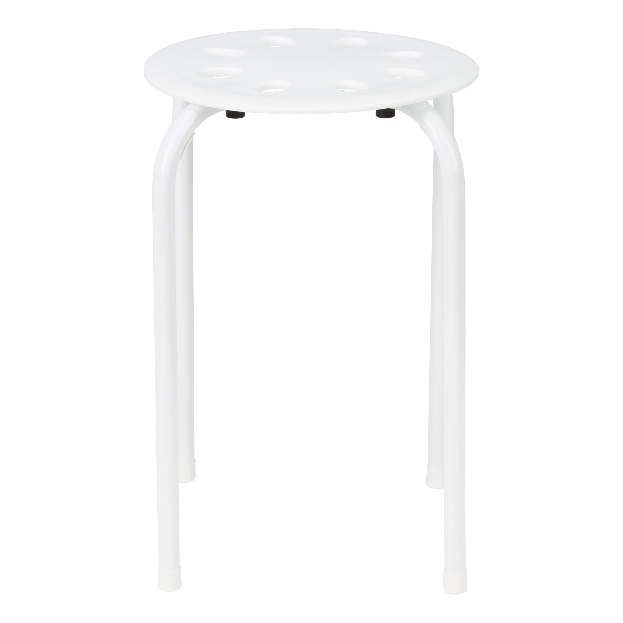 Norwood Commercial Furniture Stacking Stools for Kids and Adults, 17.75" Standard Height Portable Nesting Office and Classroom Stools, White, Pack of 5