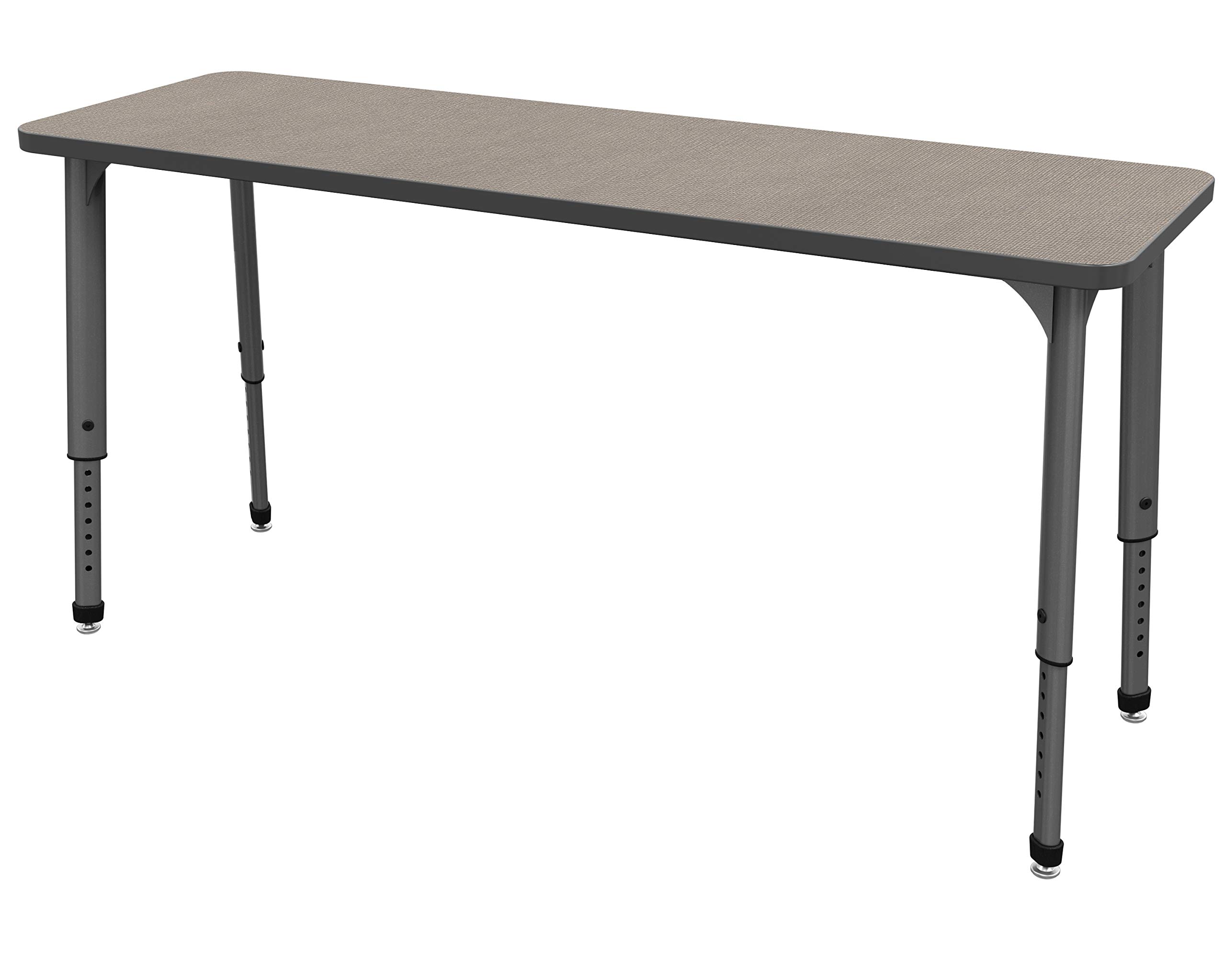 Marco Group Apex Series School Table, 20" x 60", Pewter Mesh-Top, Gray-Trim, Gray-Leg