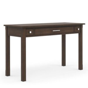 simplihome avalon solid wood contemporary 47 inch wide writing desk in farmhouse brown, for the office desk, writing table, workstation and study table