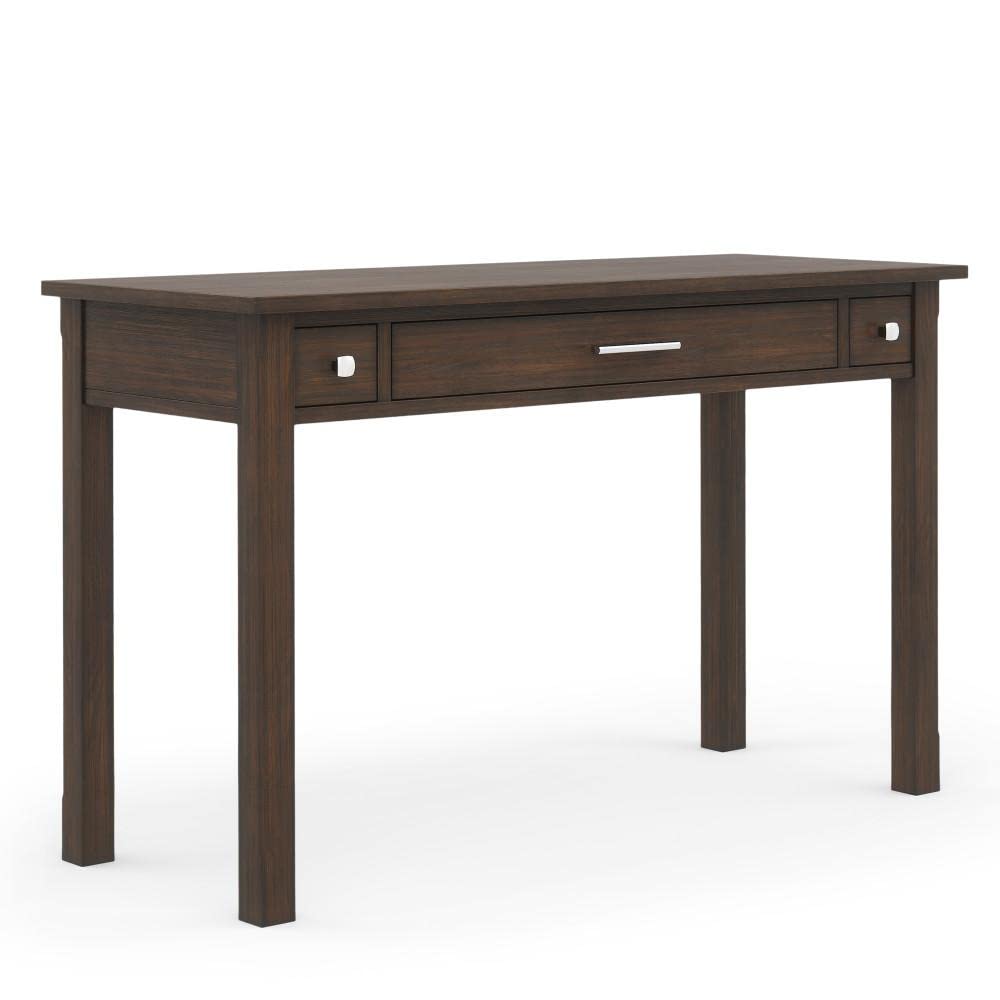 SIMPLIHOME Avalon SOLID WOOD Contemporary 47 Inch Wide Writing Desk in Farmhouse Brown, For the Office Desk, Writing Table, Workstation and Study Table