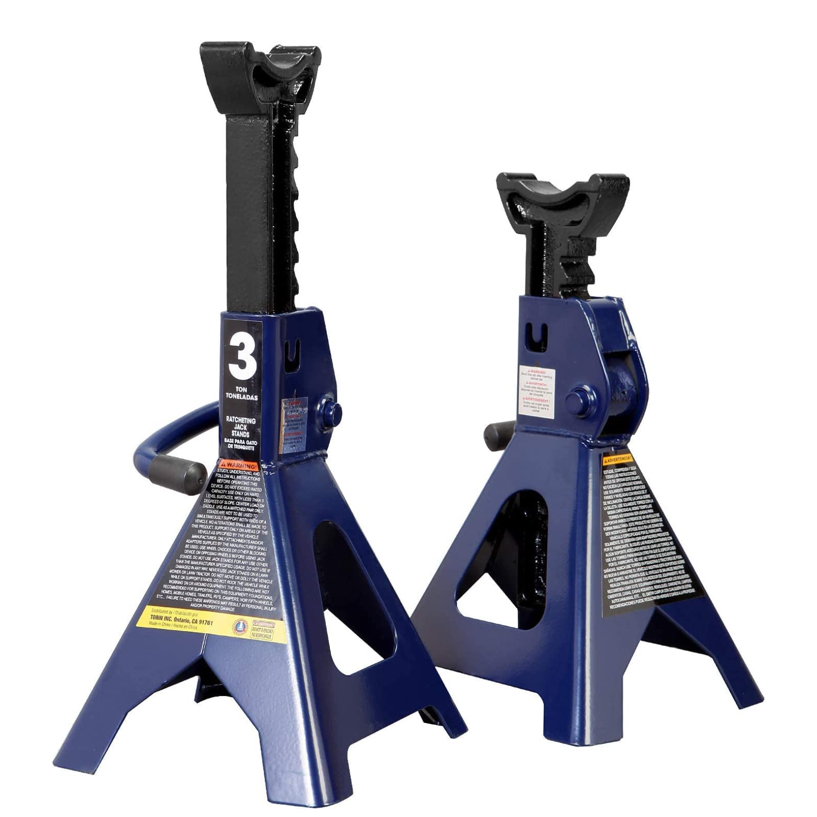 TCE AT43202U Torin Steel Jack Stands: 3 Ton (6,000 lb) Capacity, Blue, 1 Pair