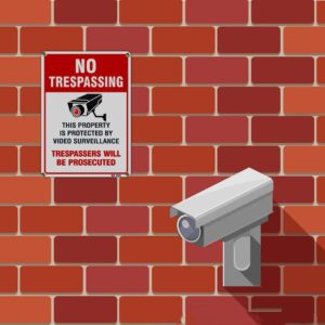 Large Video Surveillance Signs Outdoor,No Trespassing Sign Aluminum 10x14 Inch UV Ink Printed for House and Business (4-Pack)