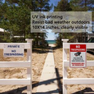 Large Video Surveillance Signs Outdoor,No Trespassing Sign Aluminum 10x14 Inch UV Ink Printed for House and Business (4-Pack)