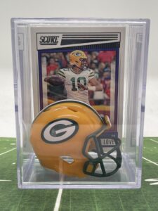 green bay packers nfl helmet shadowbox w/jordan love card