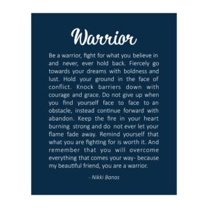 be a warrior – fierce motivational wall art, inspirational wall decor print for, living room, office décor, dorm decor, perfect gift of motivation, artistic wall art print for friends, unframed 8x10