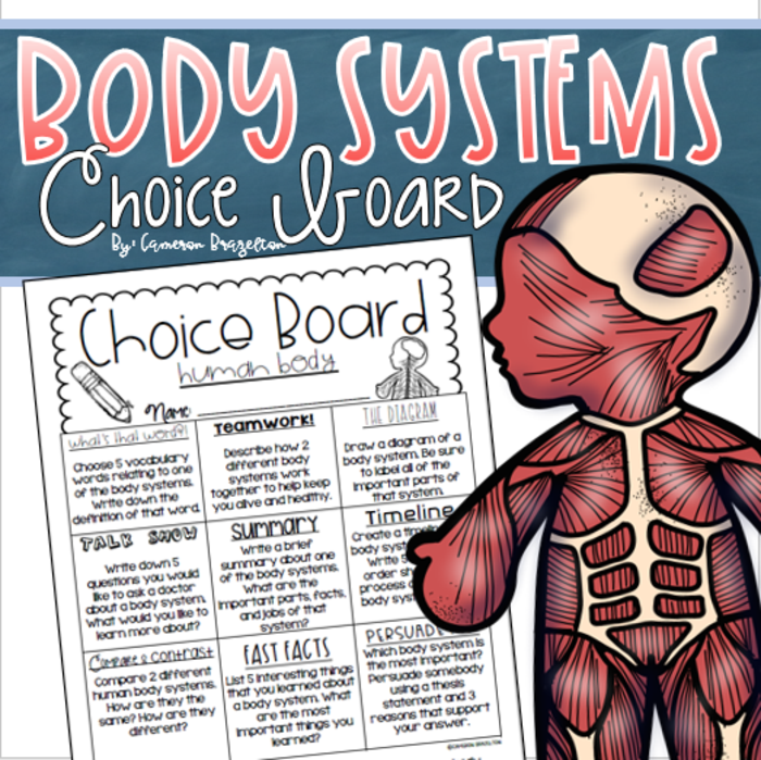 Human Body Systems Choice Board Activities