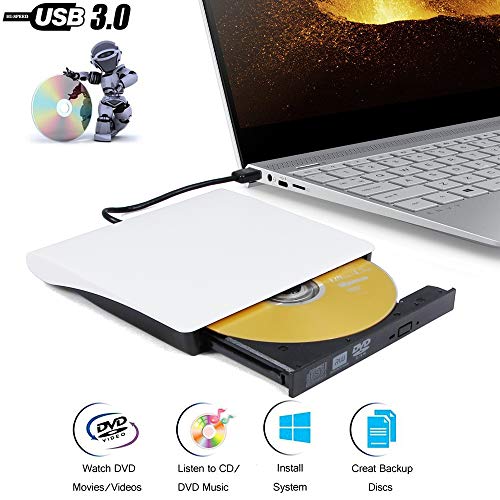 Portable USB 3.0 External DVD CD ROM Optical Drive, for Dell XPS XP S 13 15 9360 7590 9560 9570 2016 2017 2018 2-in-1 Touch Screen Ultrabook Laptop, 8X DVD-RW 24X CD-R Players Reader