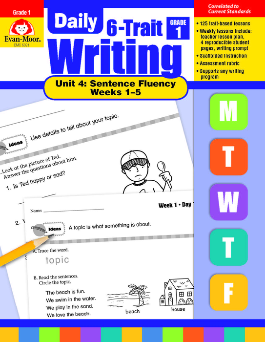 Daily 6-Trait Writing BUNDLE, Grade 1, Unit 4 SENTENCE FLUENCY, Weeks 1-5