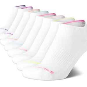 New Balance Girls' Athletic Low Cut Socks with Reinforced Heel and Toe (8 Pack), Size Medium, Pure White