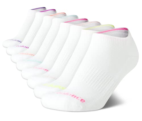 New Balance Girls' Athletic Low Cut Socks with Reinforced Heel and Toe (8 Pack), Size Medium, Pure White