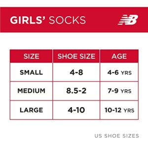 New Balance Girls' Athletic Low Cut Socks with Reinforced Heel and Toe (8 Pack), Size Medium, Pure White