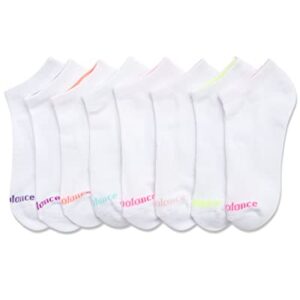 New Balance Girls' Athletic Low Cut Socks with Reinforced Heel and Toe (8 Pack), Size Medium, Pure White