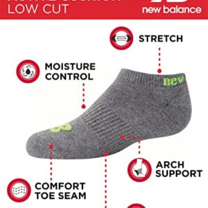 New Balance Girls' Athletic Low Cut Socks with Reinforced Heel and Toe (8 Pack), Size Medium, Pure White