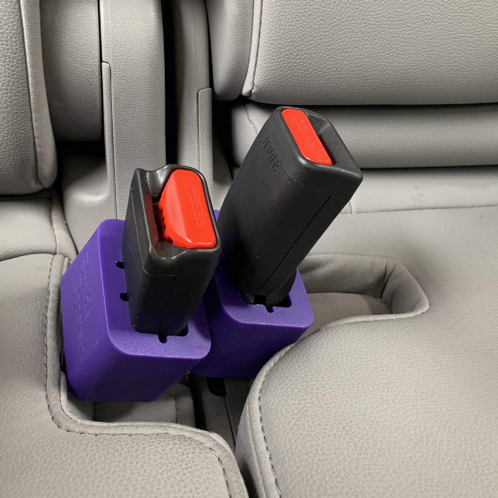 Seat Belt Receptacle Stabilizer by Buckle Booster (BPA-Free) - Raises Your Seat Belt for Easy Reach - No More Fishing Or Bruised Hands - Stands Buckle Upright, Fasten Seatbelt Easily (3-Pack, Purple)