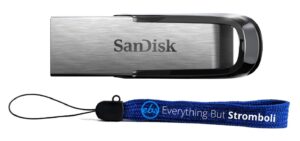 sandisk 32gb ultra flair usb 3.0 flash drive 32 gig high speed memory pen drive (sdcz73-032g-g46) bundle with (1) everything but stromboli lanyard