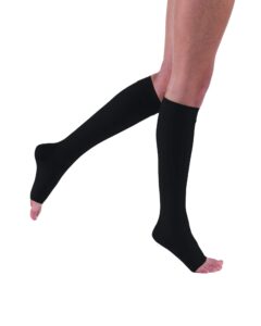 jobst relief knee high graduated compression socks, 20-30 mmhg - comfortable unisex design - open toe, black, x-large