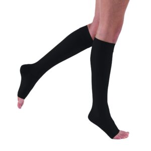 JOBST Relief Knee High Graduated Compression Socks, 20-30 mmHg - Comfortable Unisex Design - Open Toe, Black, X-Large