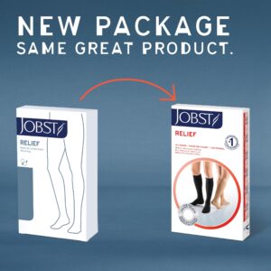 JOBST Relief Knee High Graduated Compression Socks, 20-30 mmHg - Comfortable Unisex Design - Open Toe, Black, X-Large