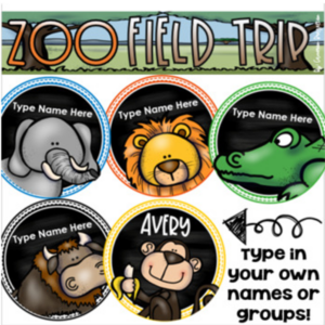 field trip or birthday party name tags zoo theme