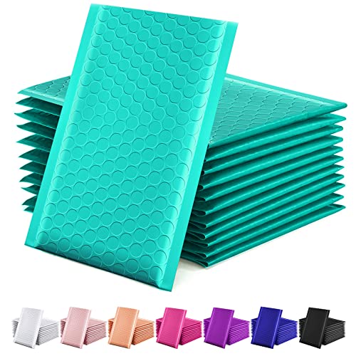 GSSUSA Teal Bubble Mailers, 4x8" Inches, 50 Pack, Usable Size 4x7" Bubble Mailers, Packaging for Small Business, Shipping Envelopes, Packaging Bags, Padded Envelopes, Shipping Supplies