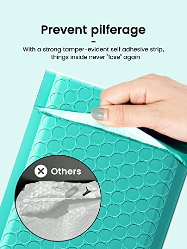 GSSUSA Teal Bubble Mailers, 4x8" Inches, 50 Pack, Usable Size 4x7" Bubble Mailers, Packaging for Small Business, Shipping Envelopes, Packaging Bags, Padded Envelopes, Shipping Supplies