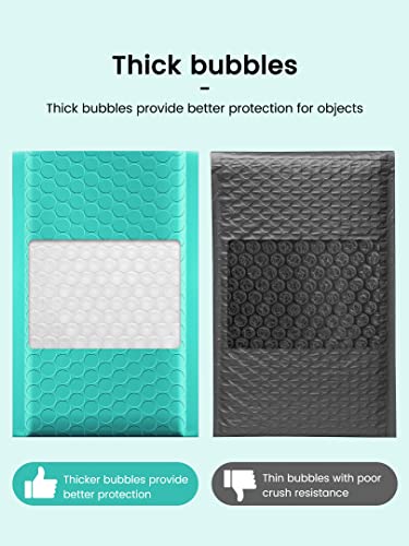 GSSUSA Teal Bubble Mailers, 4x8" Inches, 50 Pack, Usable Size 4x7" Bubble Mailers, Packaging for Small Business, Shipping Envelopes, Packaging Bags, Padded Envelopes, Shipping Supplies