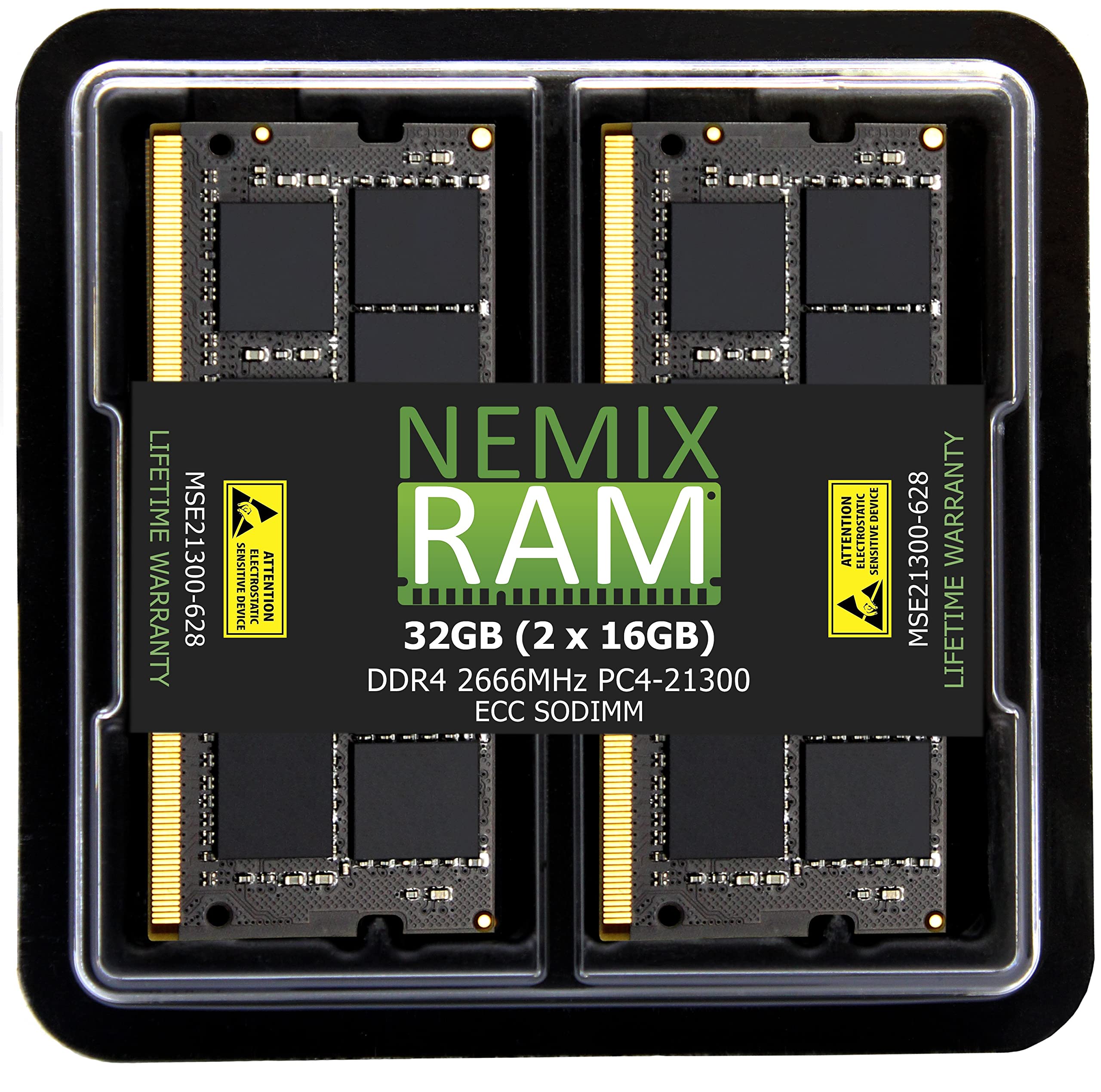 NEMIX RAM 32GB (2X16GB) DDR4 2666MHZ PC4-21300 1.2V ECC SODIMM KIT