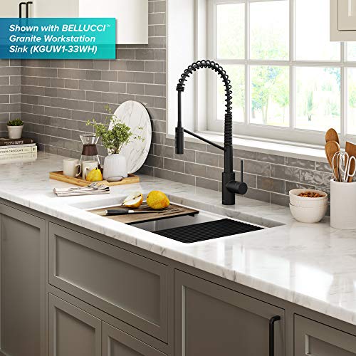 Kraus KPF-2631MB Oletto Commercial Style Pull-Down Single Handle Kitchen Faucet with QuickDock Top Mount Installation Assembly, Matte Black