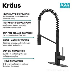 Kraus KPF-2631MB Oletto Commercial Style Pull-Down Single Handle Kitchen Faucet with QuickDock Top Mount Installation Assembly, Matte Black