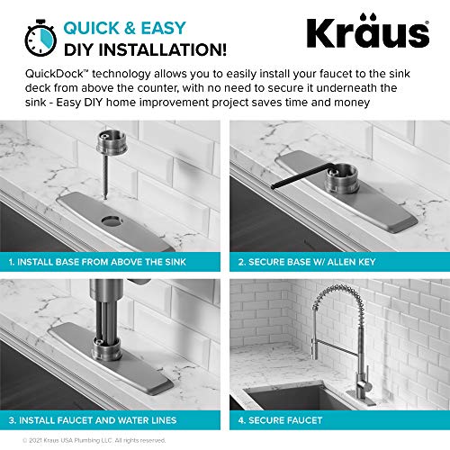 Kraus KPF-2631MB Oletto Commercial Style Pull-Down Single Handle Kitchen Faucet with QuickDock Top Mount Installation Assembly, Matte Black