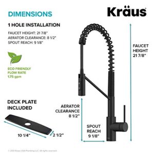 Kraus KPF-2631MB Oletto Commercial Style Pull-Down Single Handle Kitchen Faucet with QuickDock Top Mount Installation Assembly, Matte Black