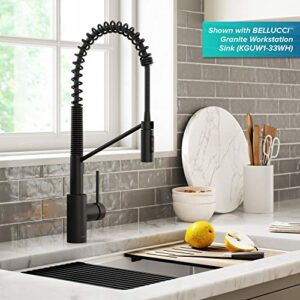 Kraus KPF-2631MB Oletto Commercial Style Pull-Down Single Handle Kitchen Faucet with QuickDock Top Mount Installation Assembly, Matte Black